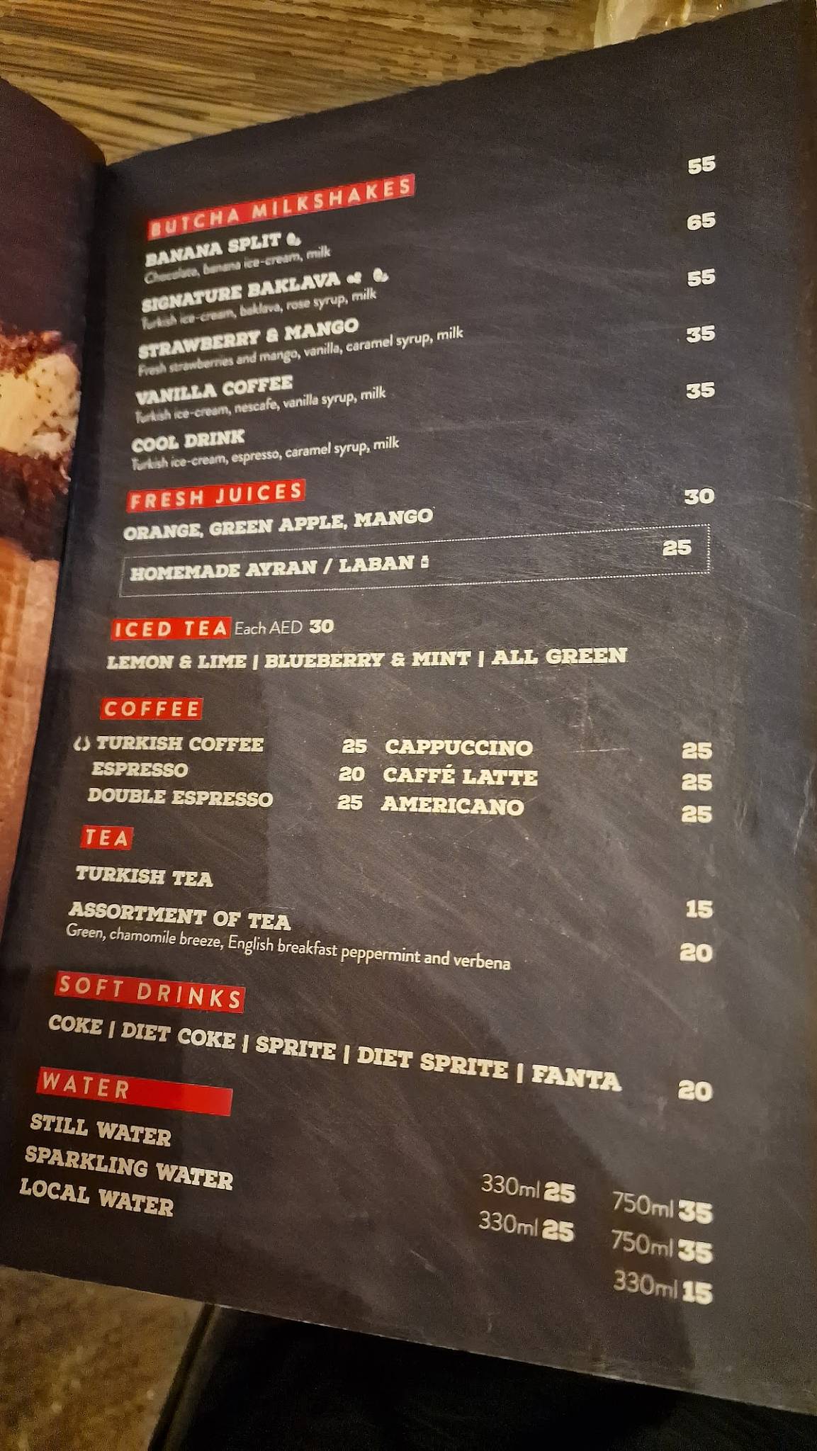 Menu at Butcha Steakhouse, Dubai, City Walk