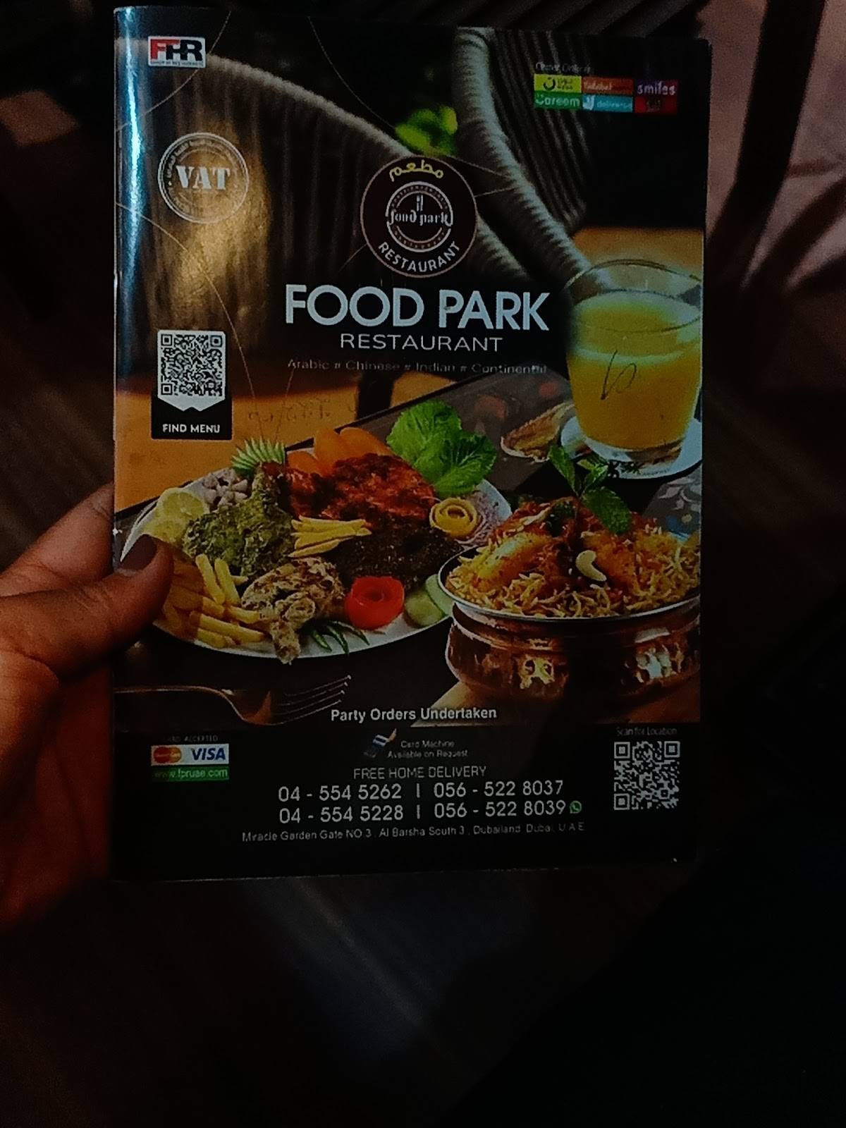 Menu at Food Park Restaurant, Dubai, Arjan - near Miracle Garden Gate 3