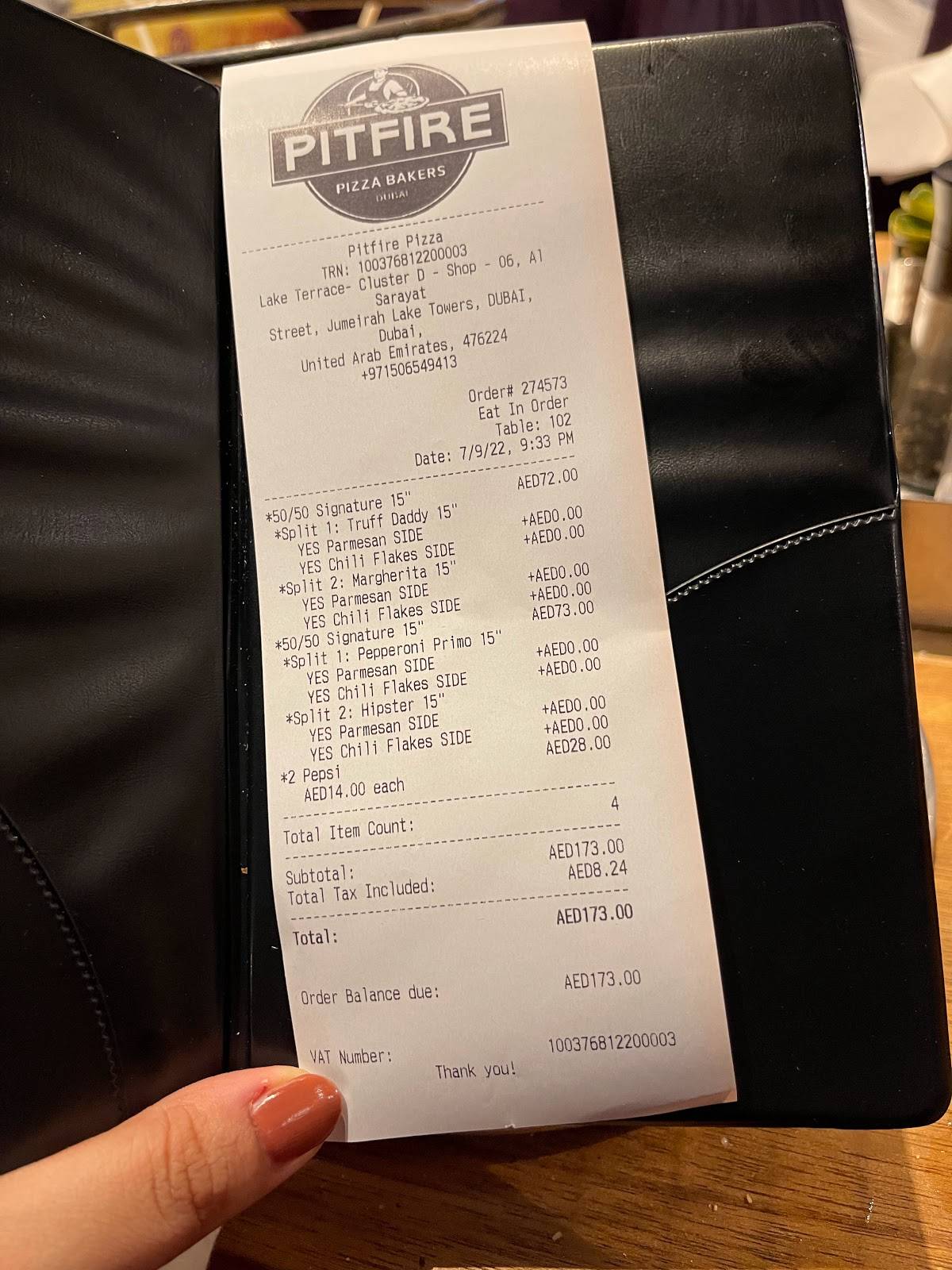 Carta del restaurante Pitfire Pizza, Dubai, Lake Terrace Tower - Cluster D