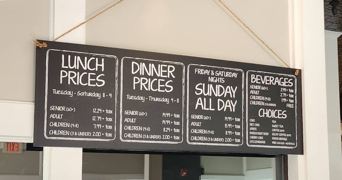 Menu at Duff's Buffet restaurant, Clearwater