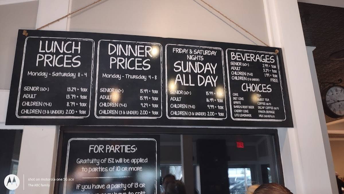 Menu at Duff's Buffet restaurant, Clearwater