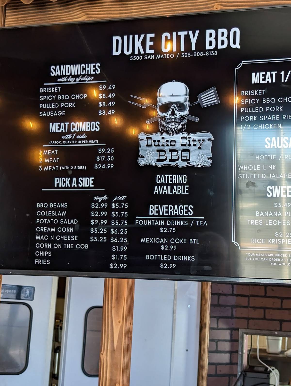 Menu at Duke City BBQ, Albuquerque
