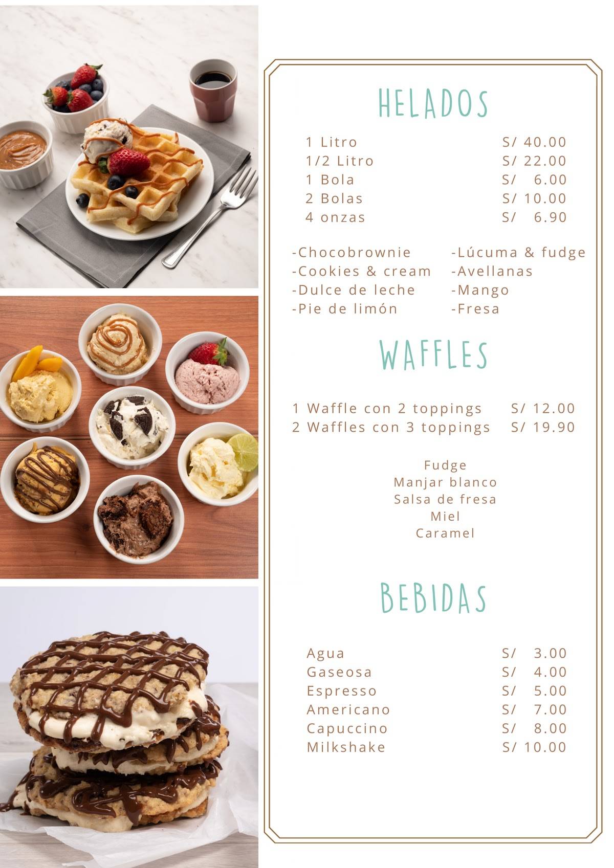 Carta del café Dulces Momentos por Cecé, Lince