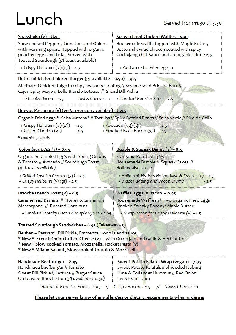 Menu at Pacamara Food & Drink cafe, Dundee