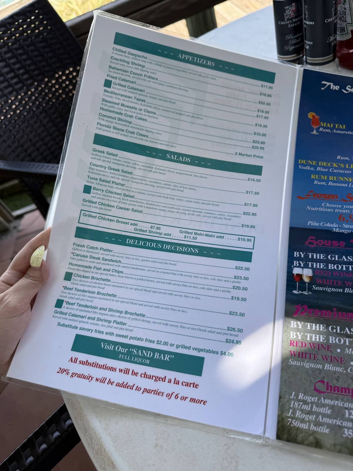Menu at Dune Deck Café cafe, Lantana