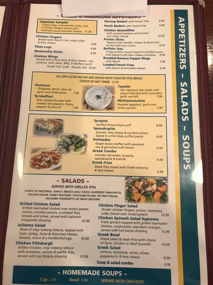 Menu at Demetri's On the Lake restaurant, Dunkirk, 6-8 Lake Shore Dr W