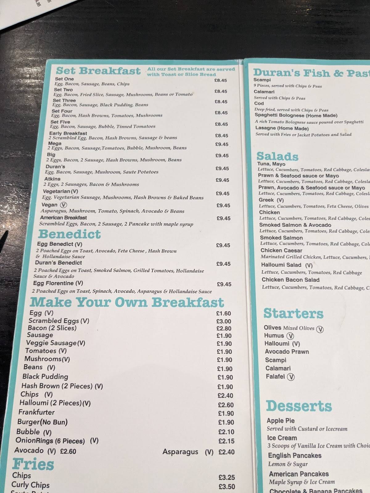 Menu at Duran's Bistro Grill cafe, Bushey, 124-126 High St