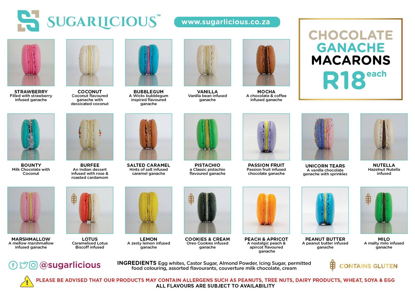 Menu at Sugarlicious desserts, Umhlanga, 2 Palm Blvd