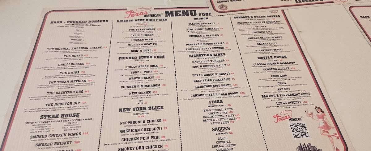 Menu at Texas American Glen Ashley restaurant, Durban