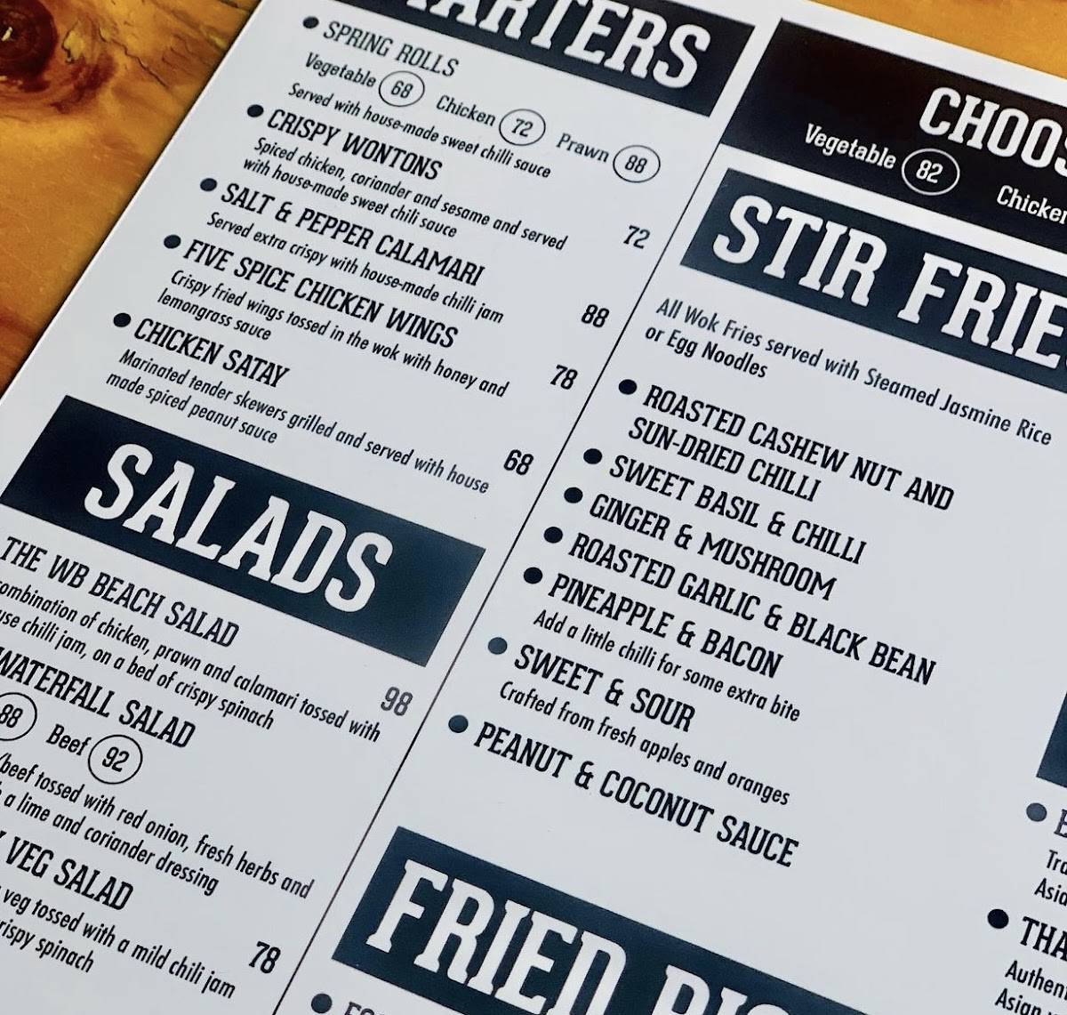 Menu at The Wok Box restaurant, Durban