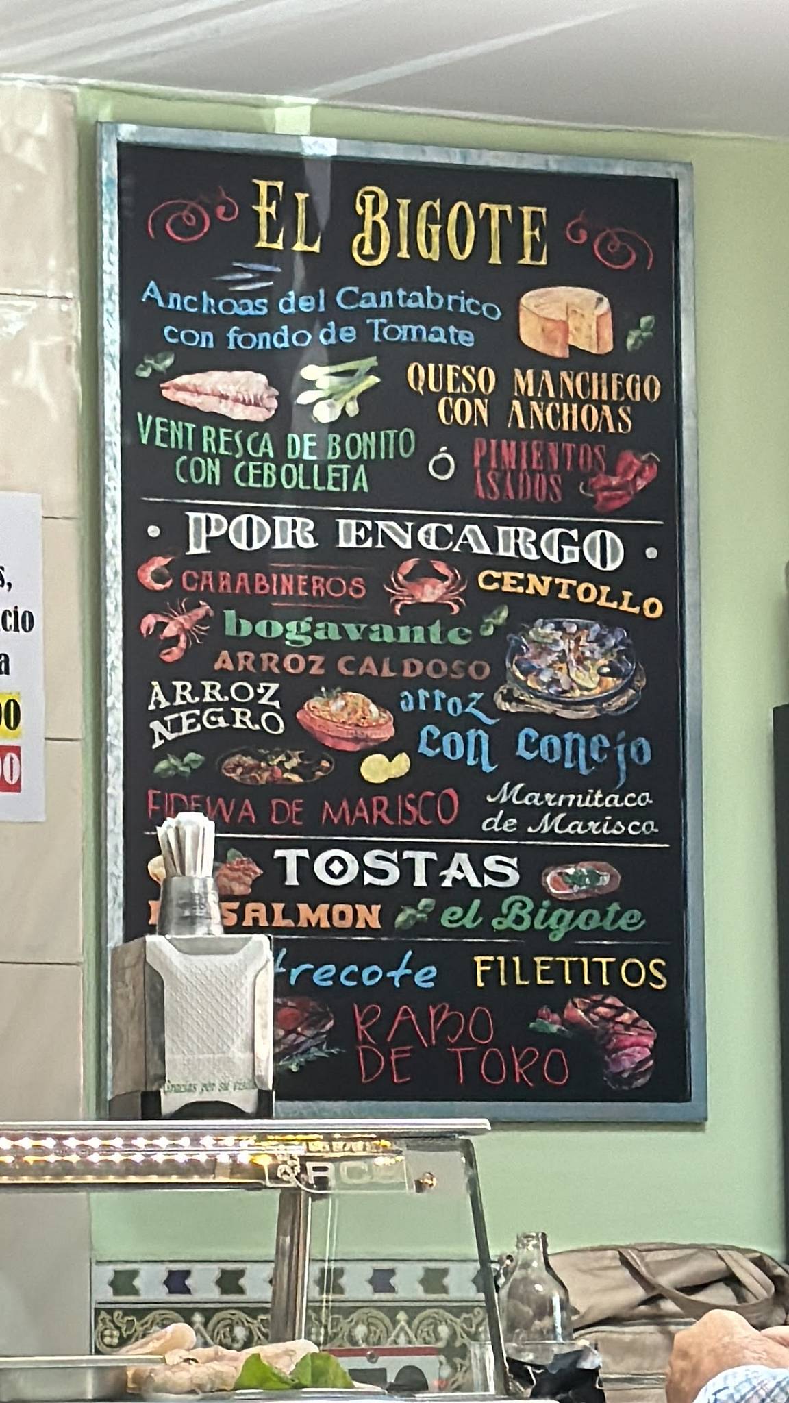 Carta del restaurante El Bigote, Marbella