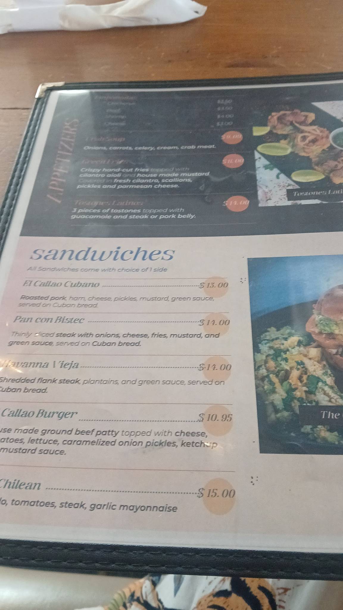 Menu at El Callao Latin Fusion pub & bar, North Charleston