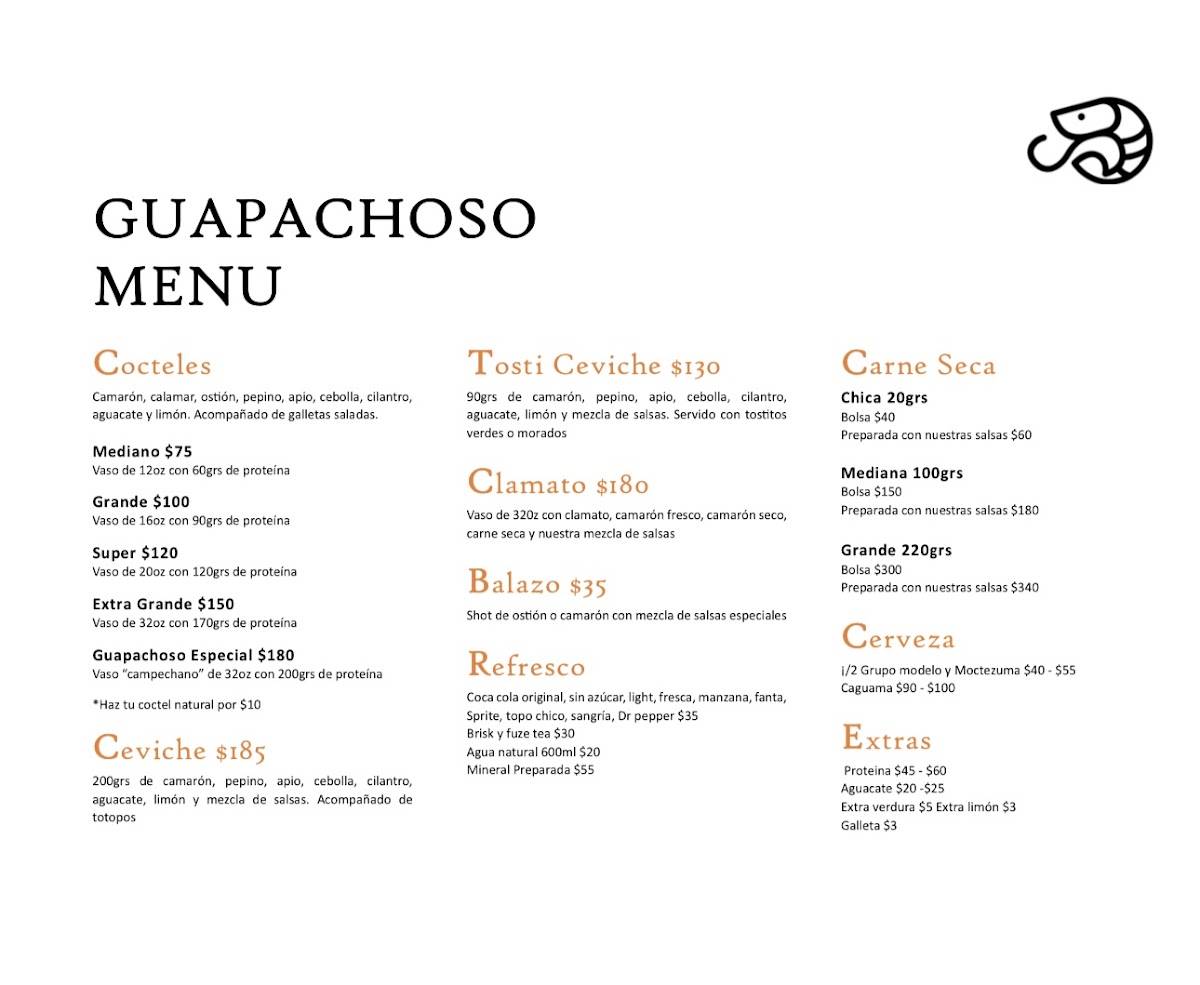 Carta del restaurante El Camaron Guapachoso, Ciudad Juarez, Av Santiago ...