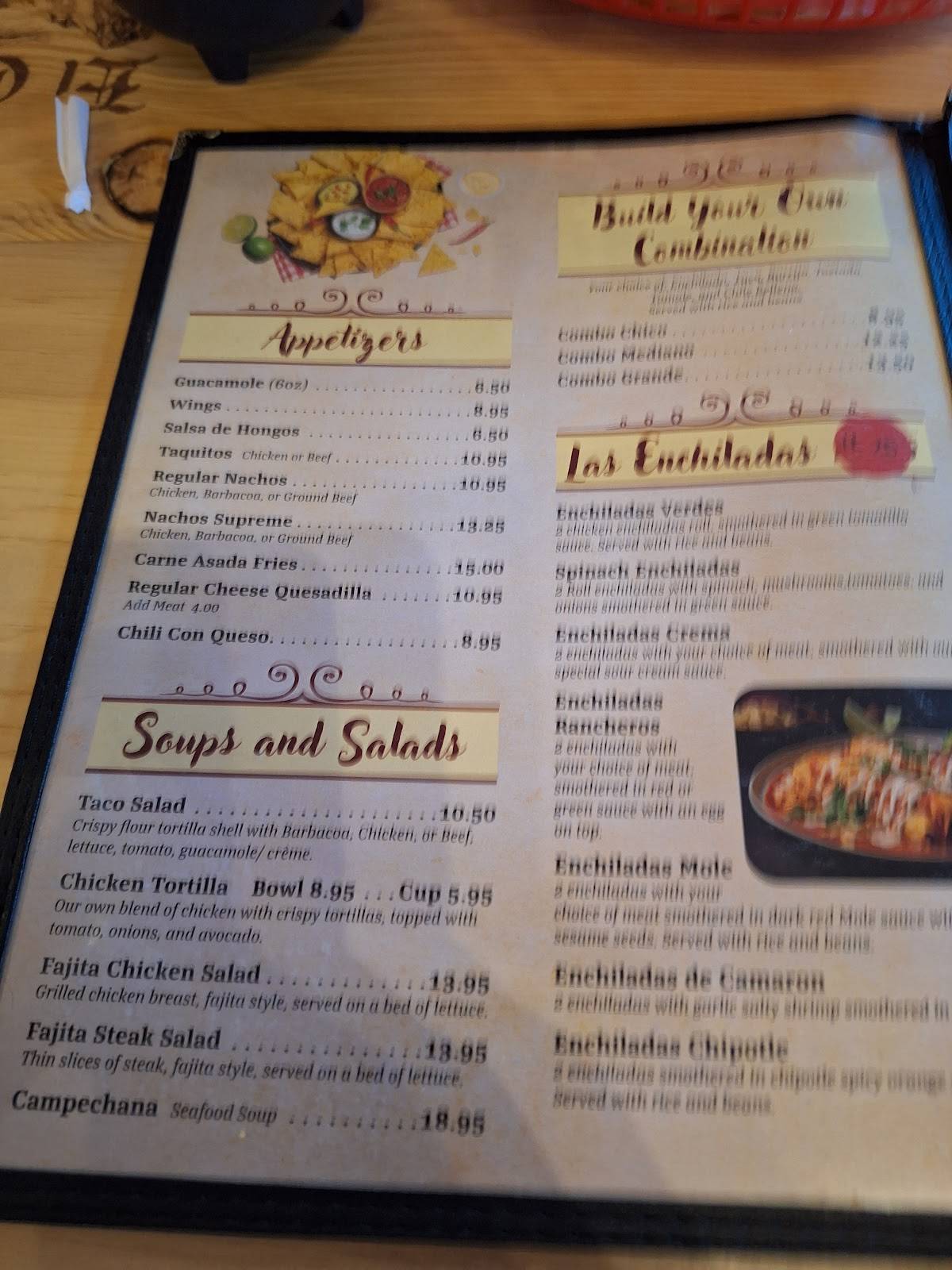 Menu at El Campestre Mexican Restaurant, Cortez