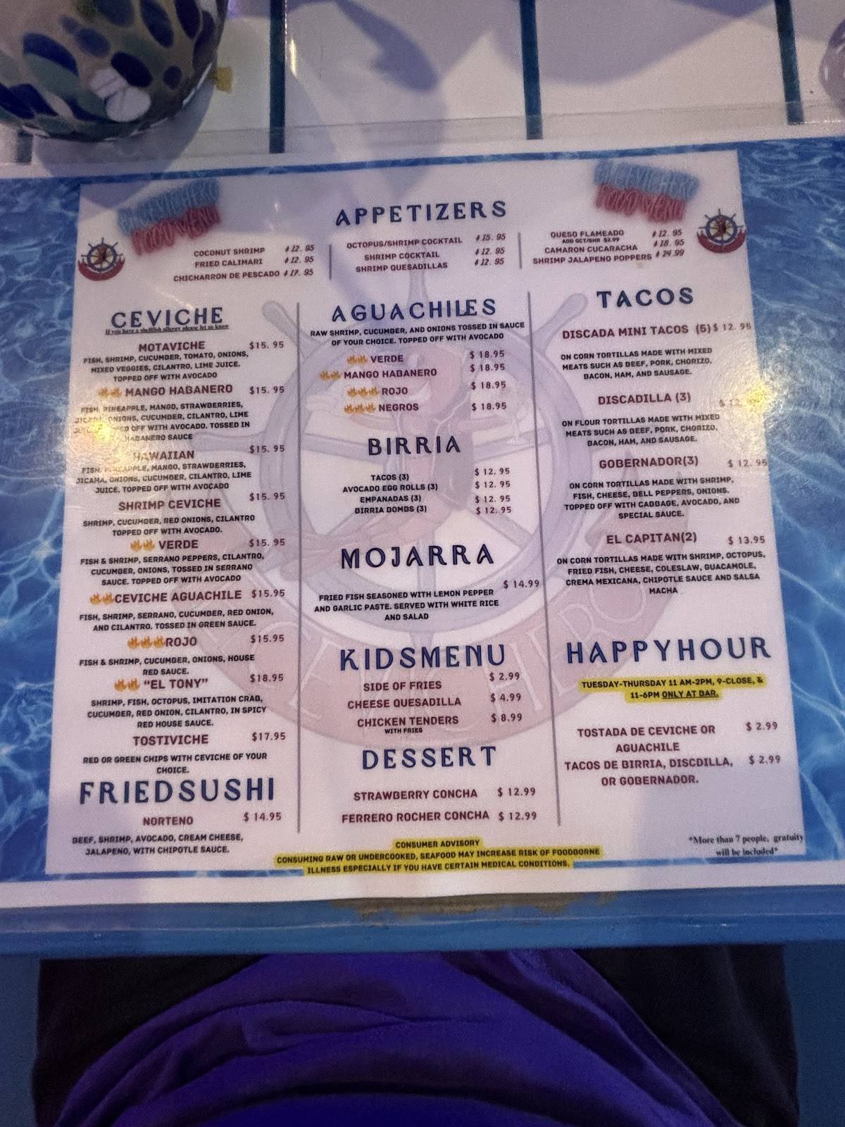 Menu at El Cevichero Restaurant y Cantina, San Antonio, SE Military Dr ...