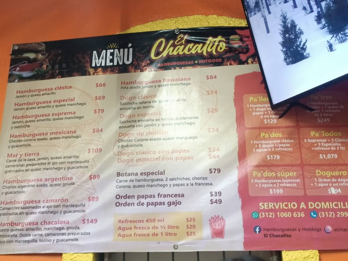Menu at El Chacalito Hamburguesas + Hot dogs restaurant, Villa de Álvarez