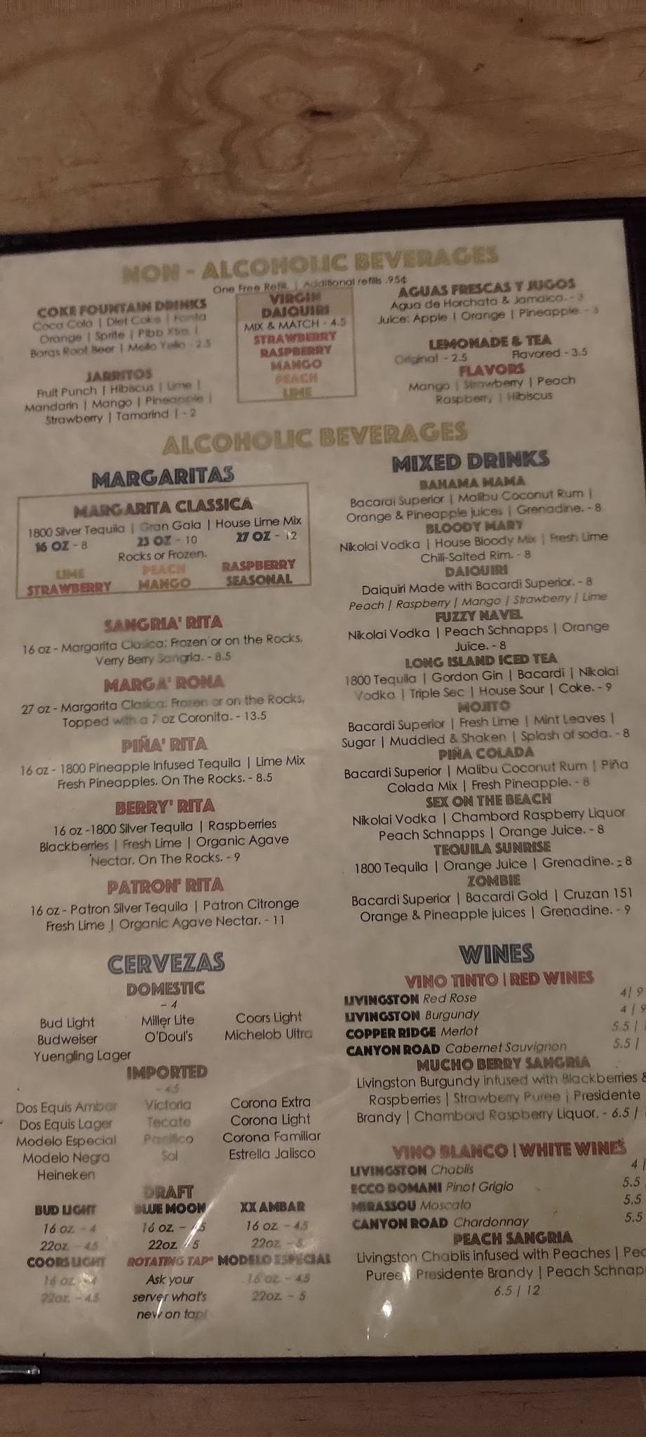 Menu at El Charro Mexican Restaurant, King George
