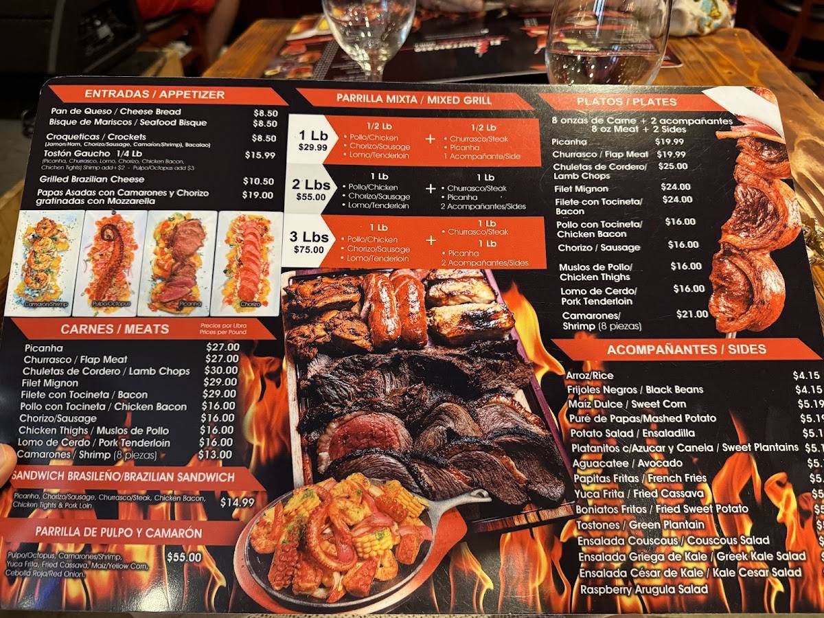 Menu at El Churrascaso Grill - Miramar steakhouse, Miramar