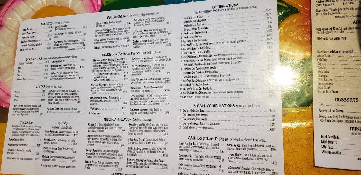 Menu at El Compadre Restaurant, Long Beach