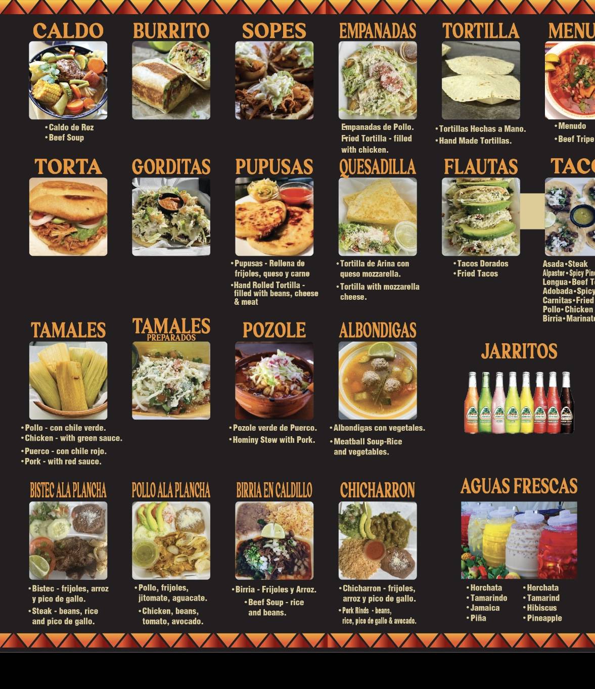 Menu at El Encanto Mexicano restaurant, Harrisonburg