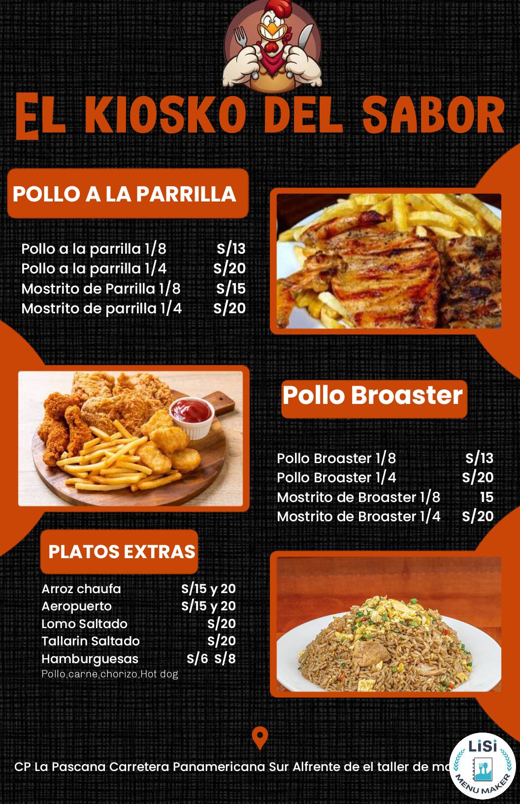 Menu at El KIOSKO DEL SABOR restaurant, Peru