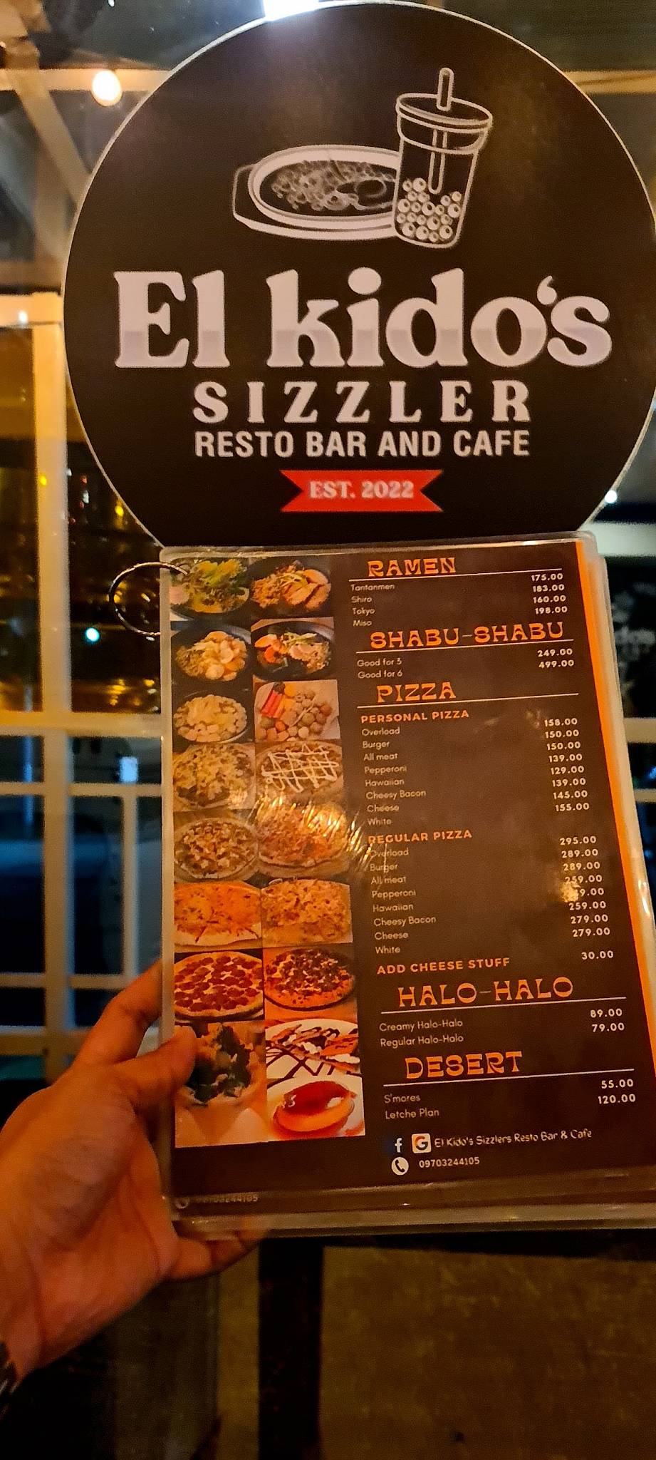 Menu at El Kido's Sizzler Resto Bar & Cafe, Philippines