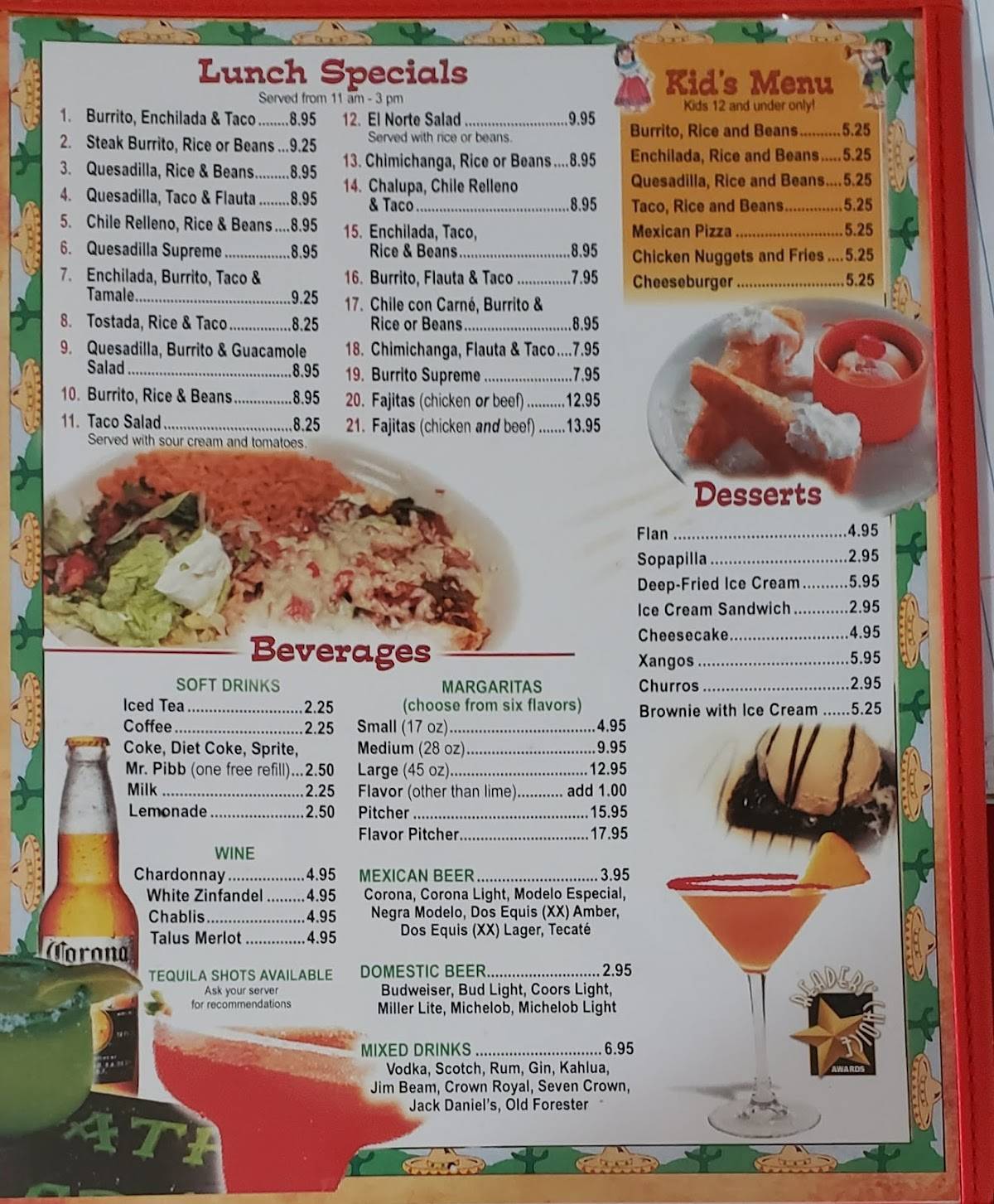 Menu at El Norte Mexican Restaurant, Meridian, MS-19