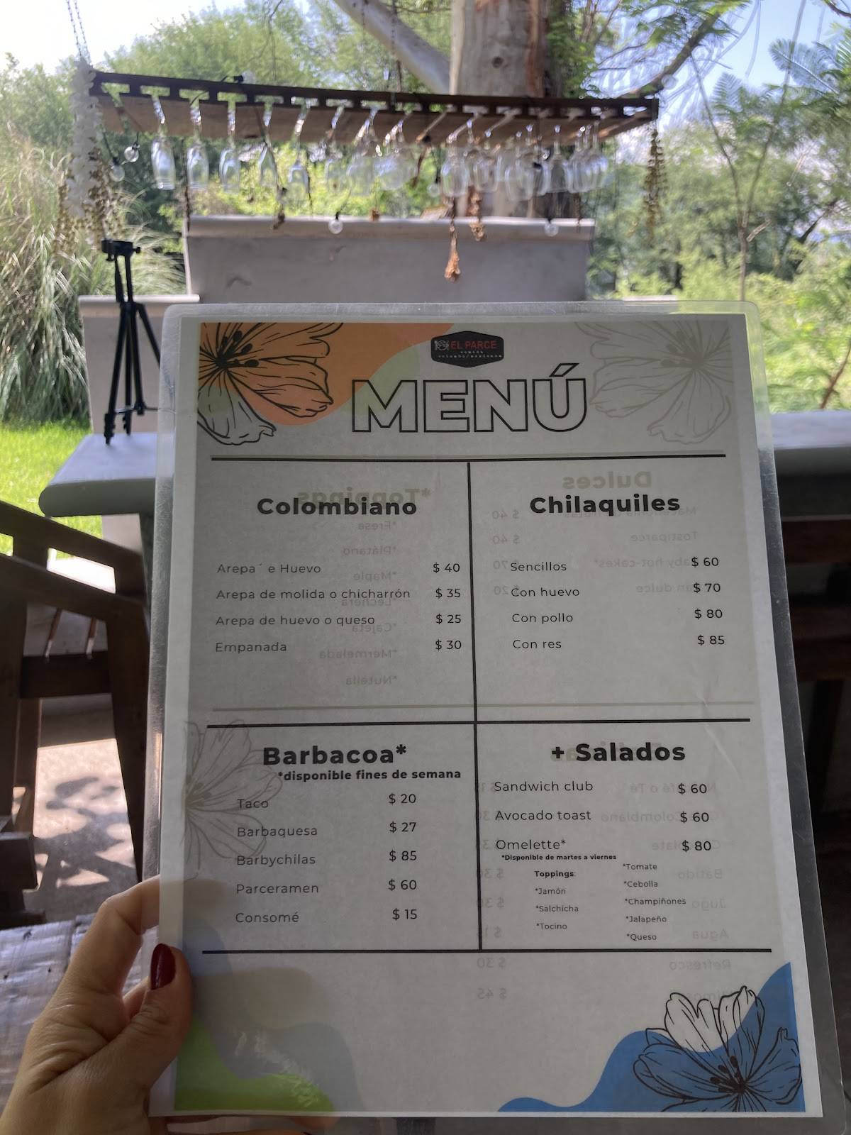 Menu at El Parce restaurant, Jalpa