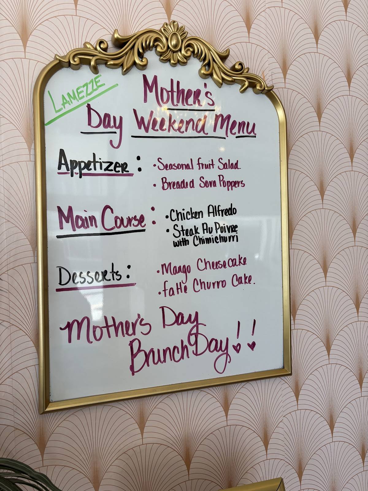 Menu at Lamezze Restaurant, El Paso