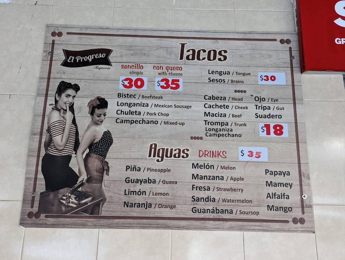 Carta del restaurante Taquería El Progreso, Ciudad López Mateos, C ...