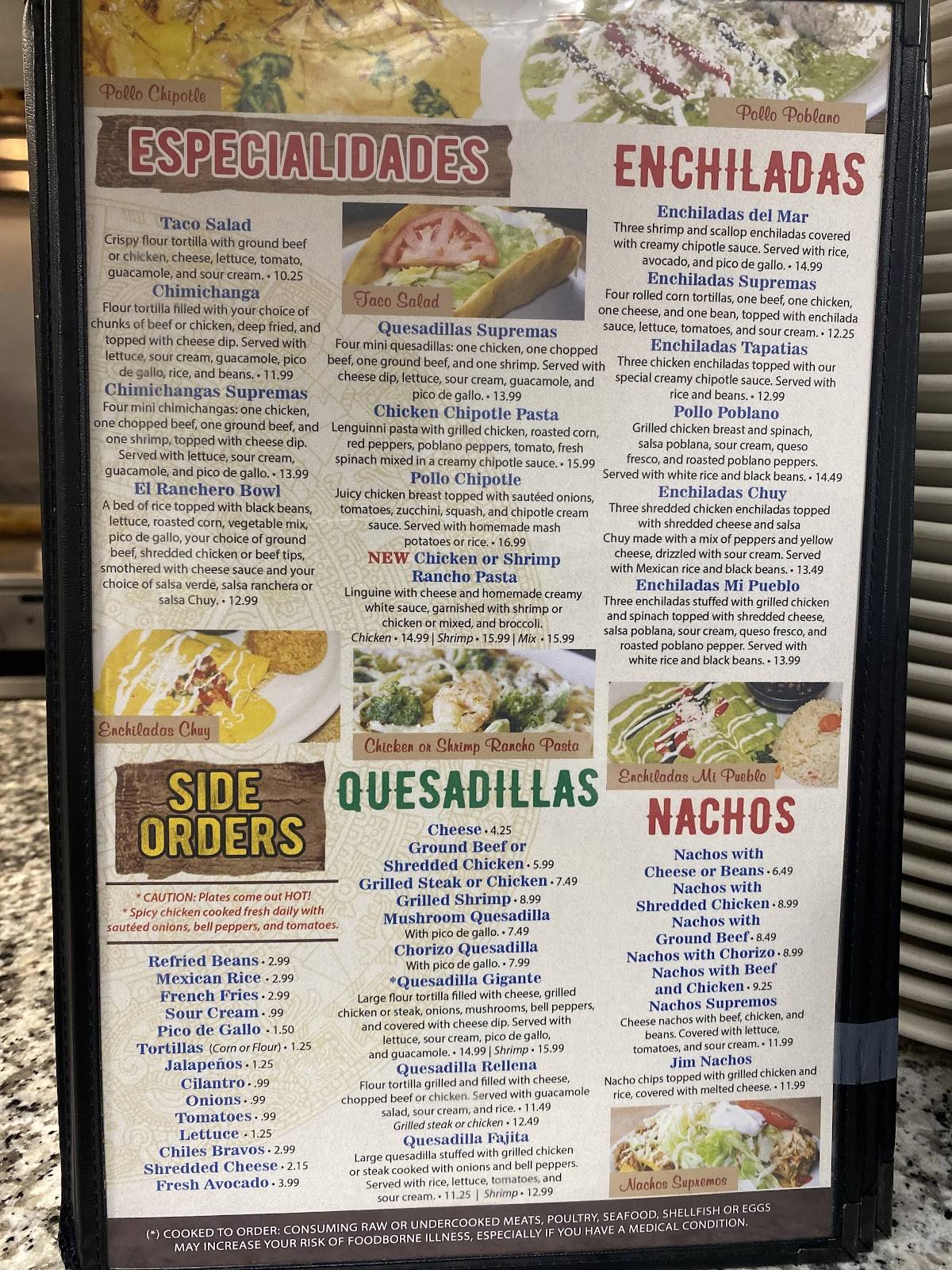 Menu at El Rancho Grande restaurant, Russellville