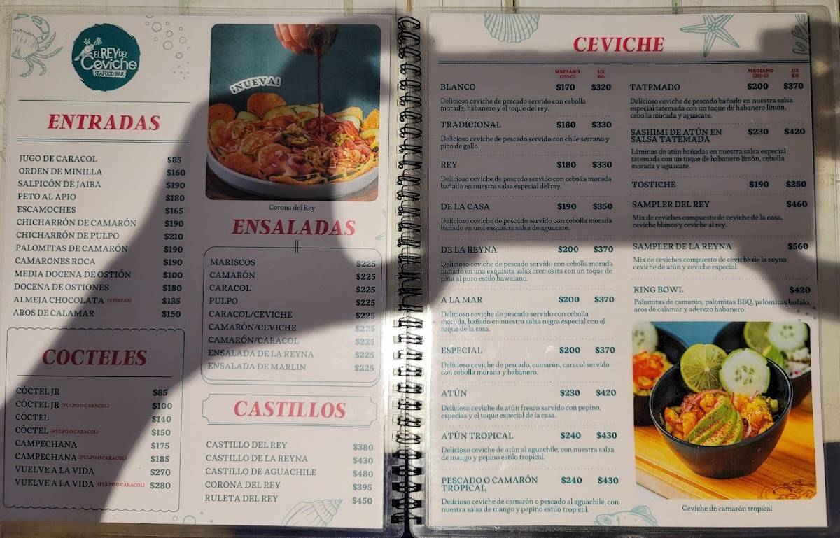 Carta del restaurante El Rey del Ceviche, Veracruz, Bv. Adolfo Ruíz ...