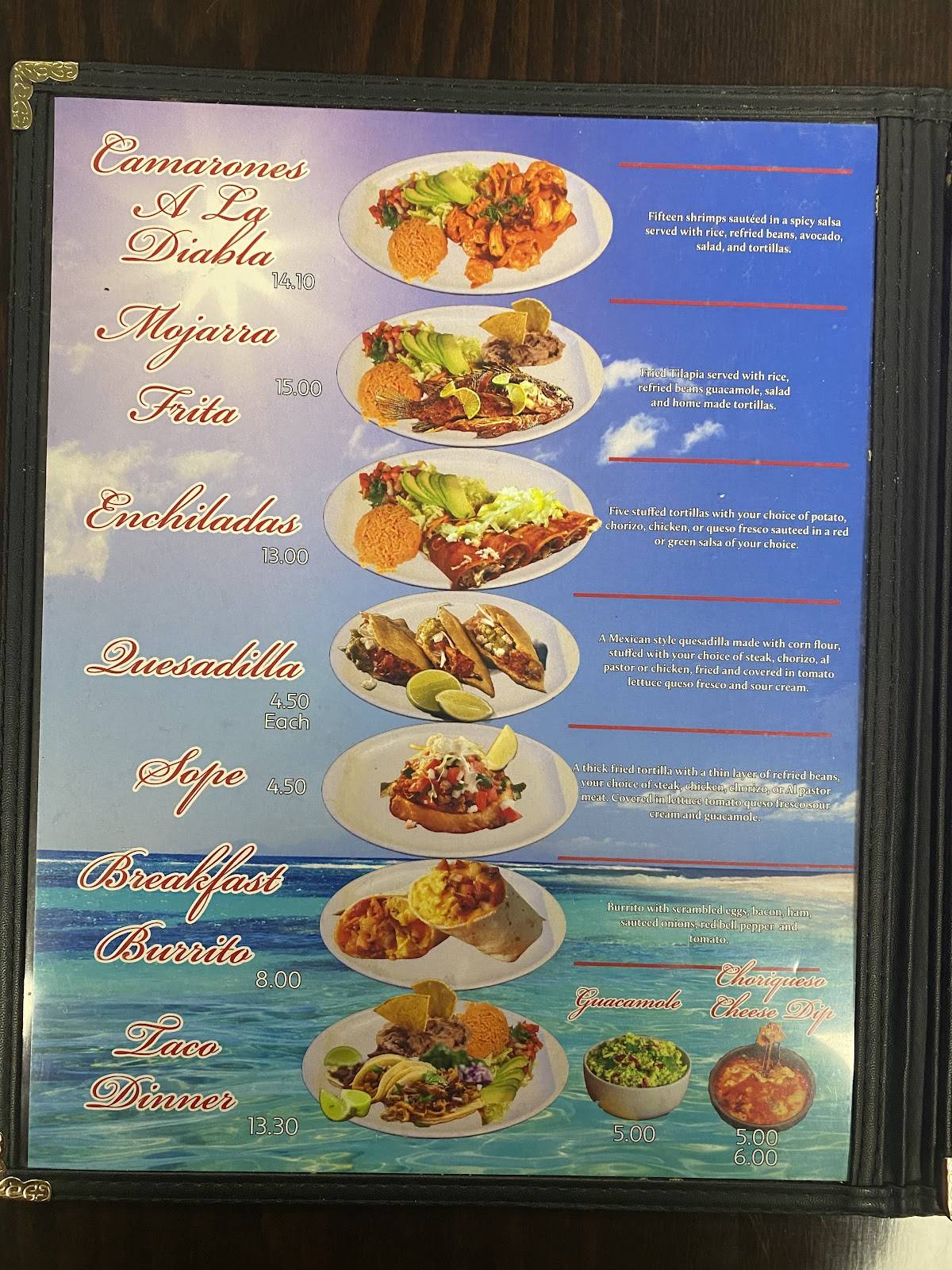 Menu at El Rinconcito del Sabor restaurant, Logansport