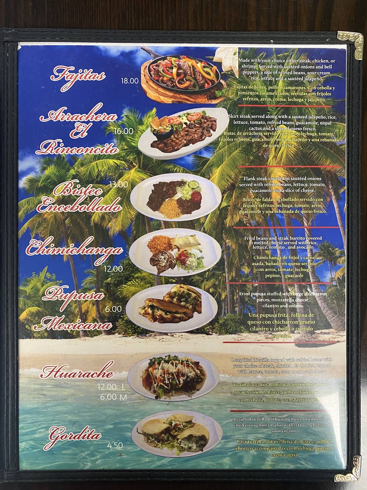 Menu at El Rinconcito del Sabor restaurant, Logansport