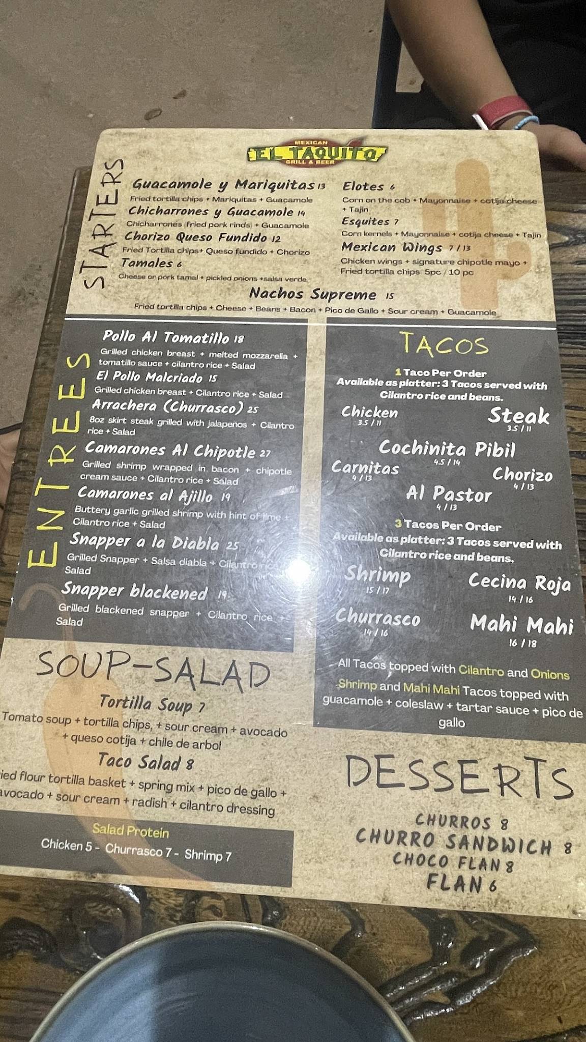 Menu at El Taquito restaurant, Kendale Lakes, 13911 SW 42nd St