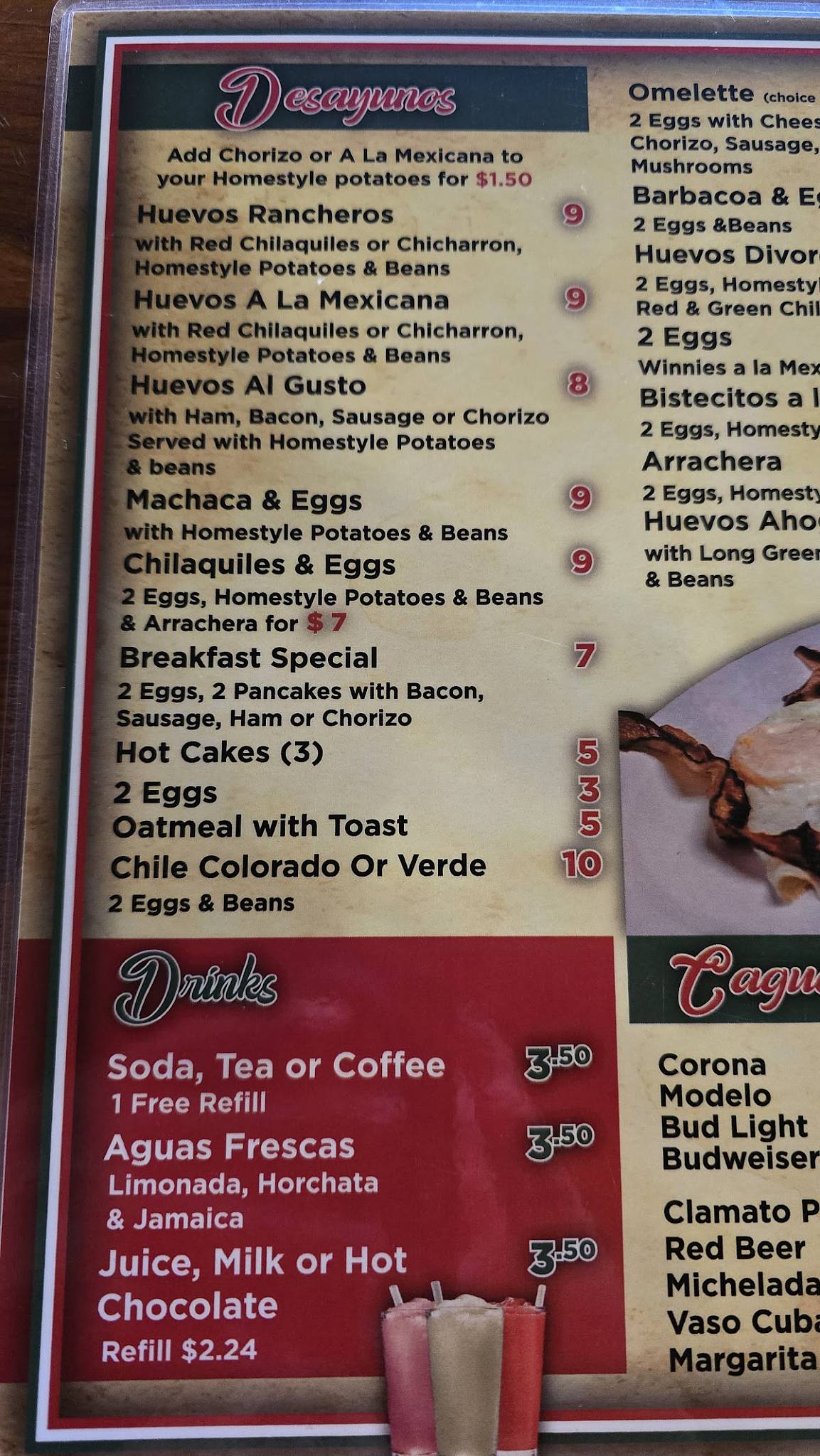 Menu at El Texano Mexican Restaurant, El Paso, Pendale Rd