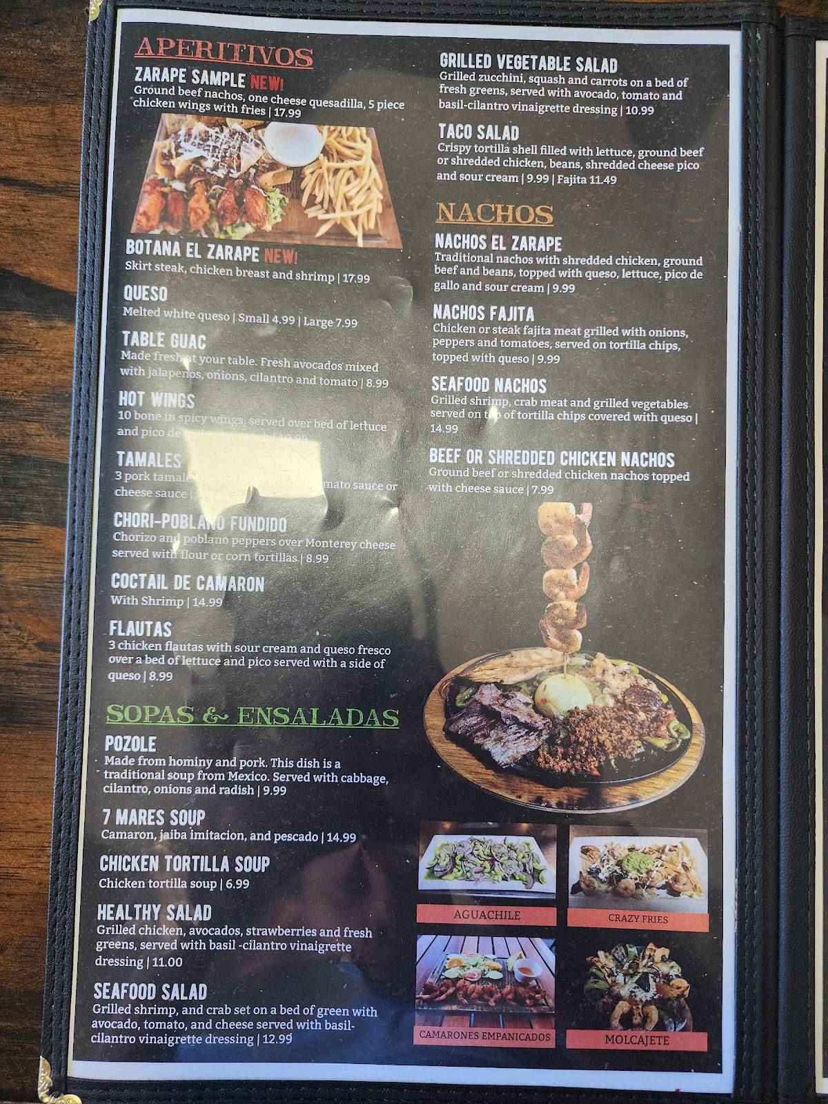 Menu at El Zarape Mexican Grill restaurant, Fort Smith
