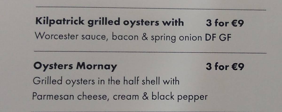 Menu at Electric pub & bar, Cork, 41 S Mall