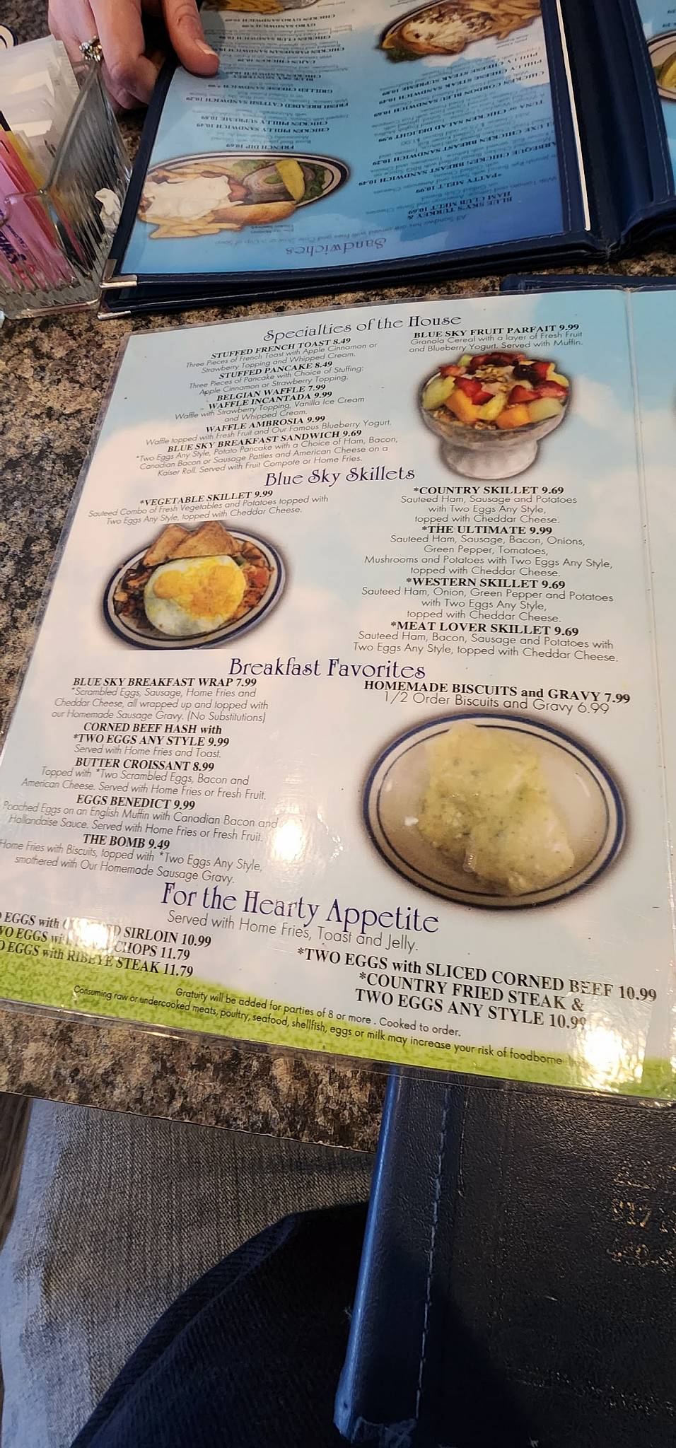 Menu at Blue Sky Restaurant, Elyria