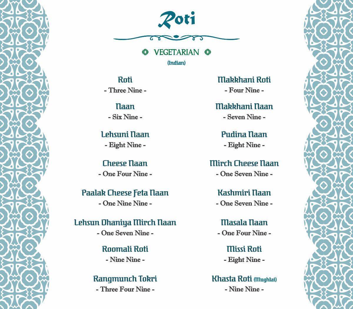Menu at Elysian: The Middle-Eastern, Vadodara