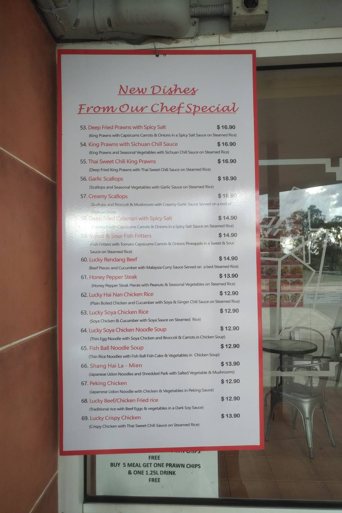 Menu at Lucky Noodle Box restaurant, Emerald