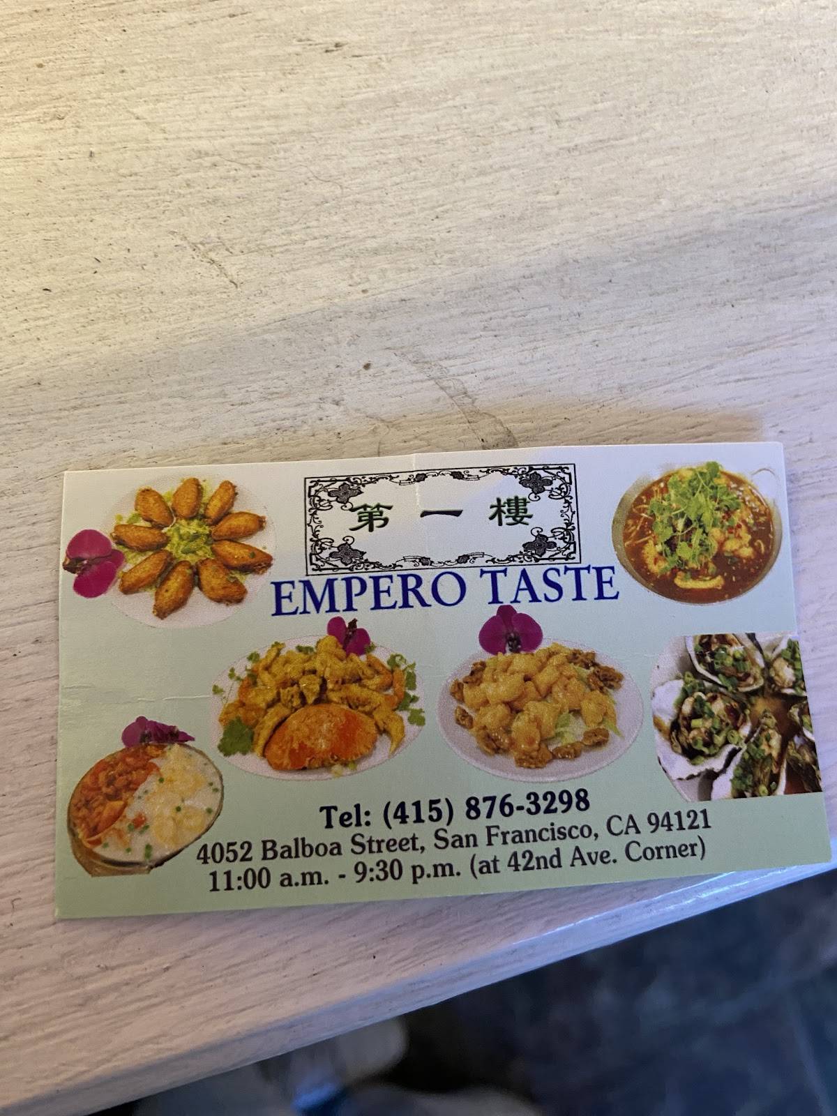 Menu at Empero Taste restaurant, San Francisco
