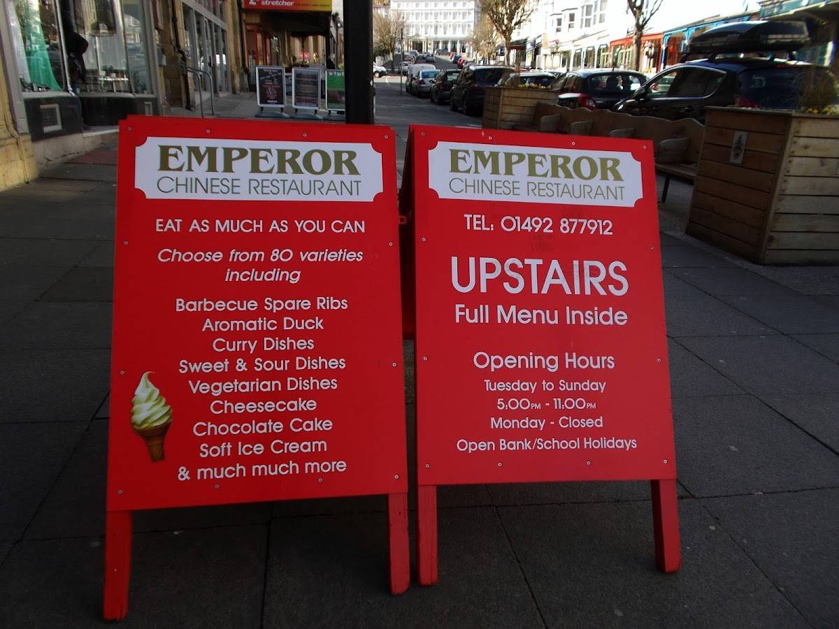 Menu at Emperor Chinese Restaurant, Llandudno