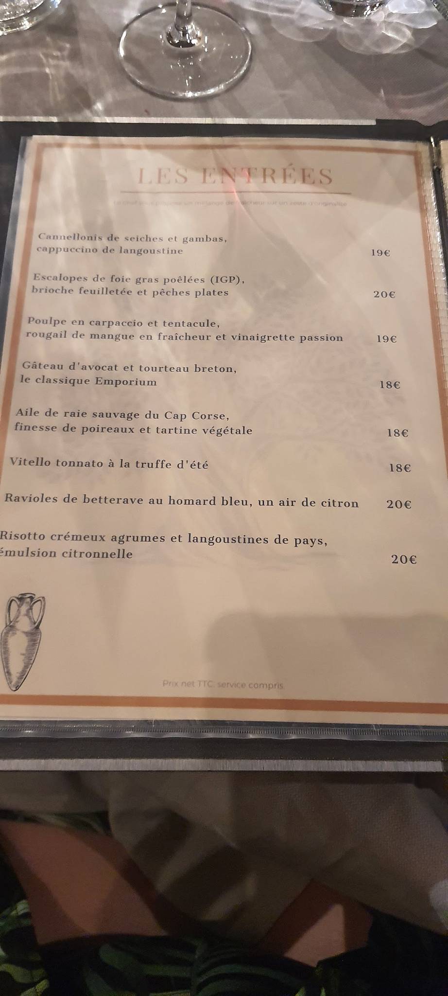 Menu at Emporium restaurant, Lecci