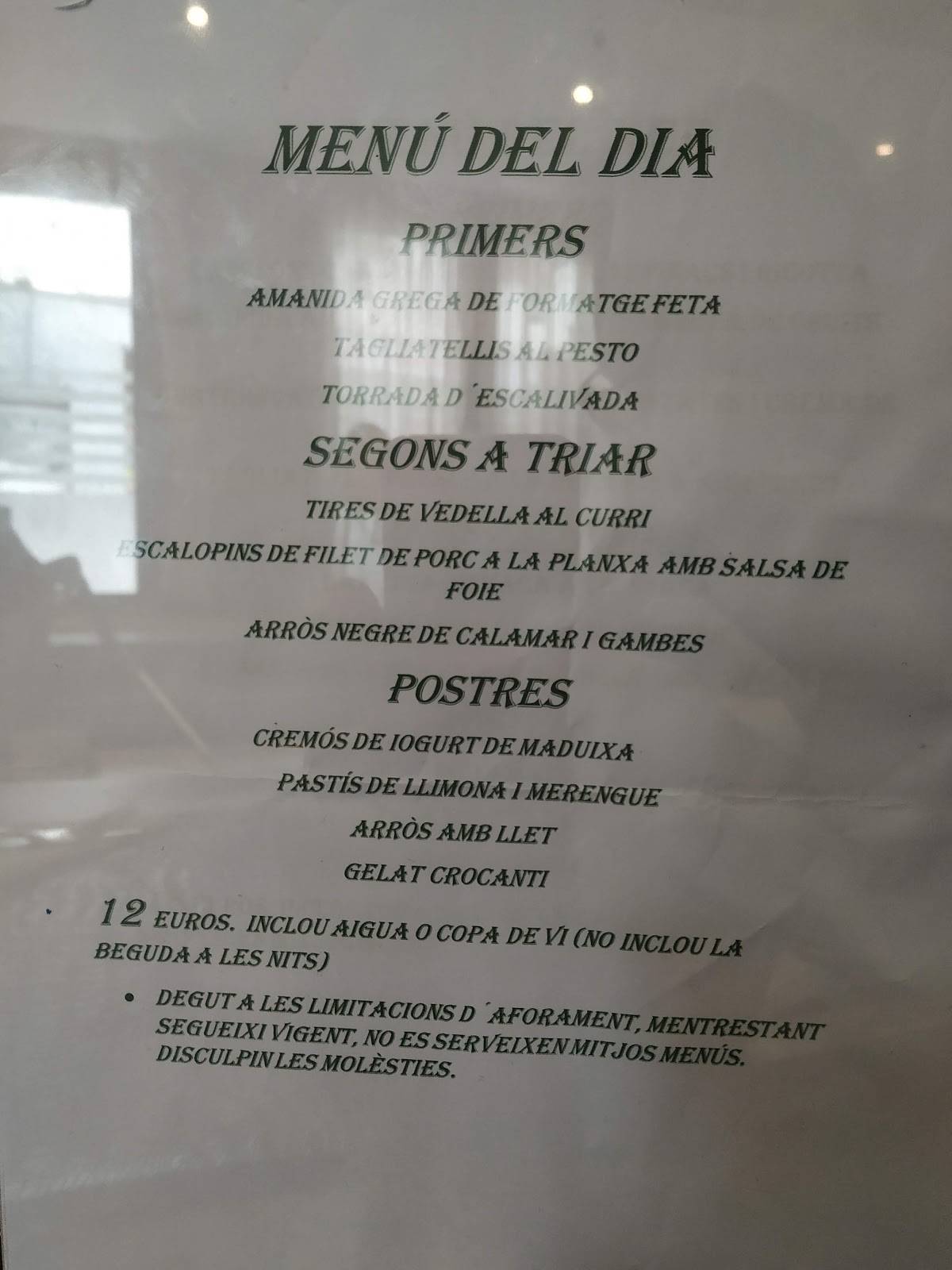 Carta de Restaurant Borda Major 5, Encamp