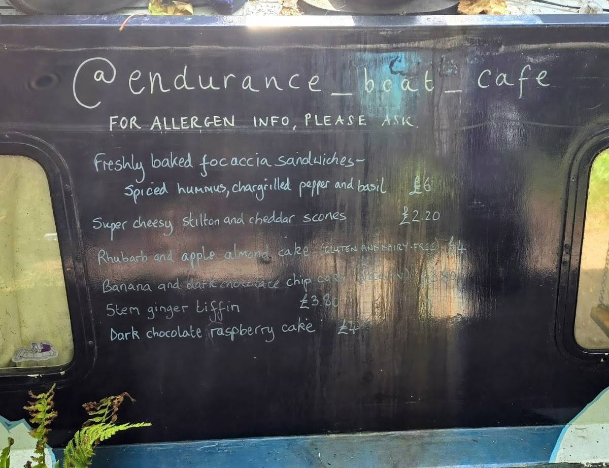 Menu at Endurance Boat Cafe, Abingdon
