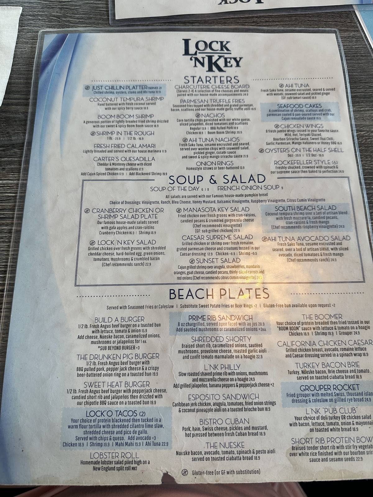 Menu at Lock 'N Key Restaurant, Englewood