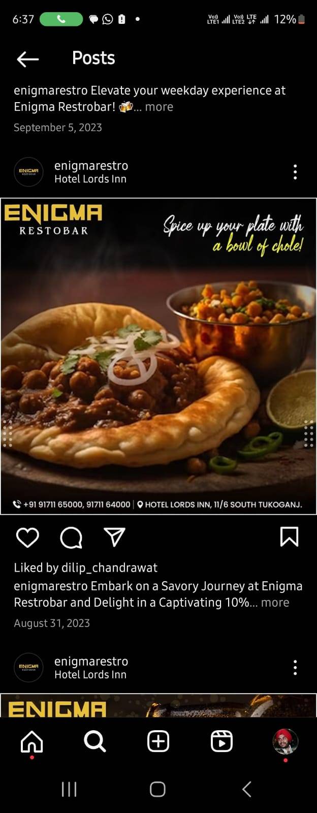 Menu at Enigma Restobar & Rooftop, Indore