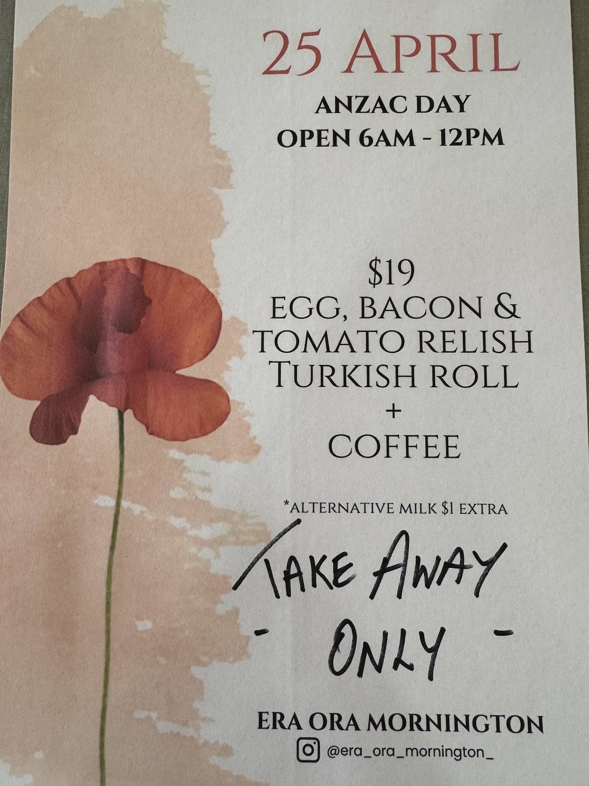 Menu at Era Ora Mornington Restaurant Cafe, Mornington