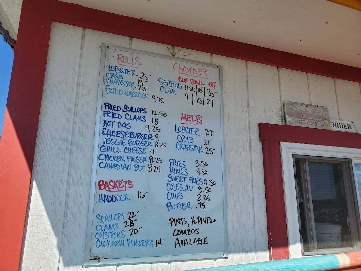 Menu at Erica's Seafood restaurant, Harpswell